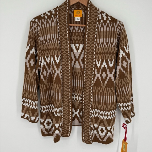 Ruby Rd. | Sweaters | Nwt Ruby Rd Womens Open Cardigan Tanwhite Aztec ...